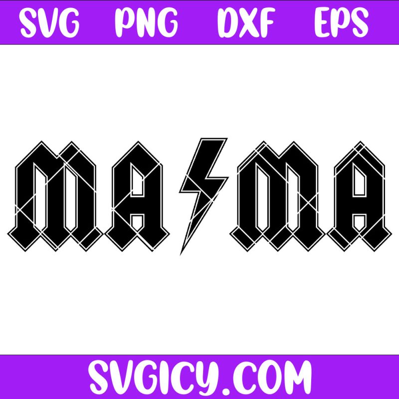 Mama Lightning Bolt SVG, ACDC Mama SVG, Rocket Mom SVG - Svg Icy